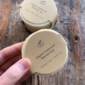 Vegan Organic Shaving Soap Cedarwood Flat Round - Etsy