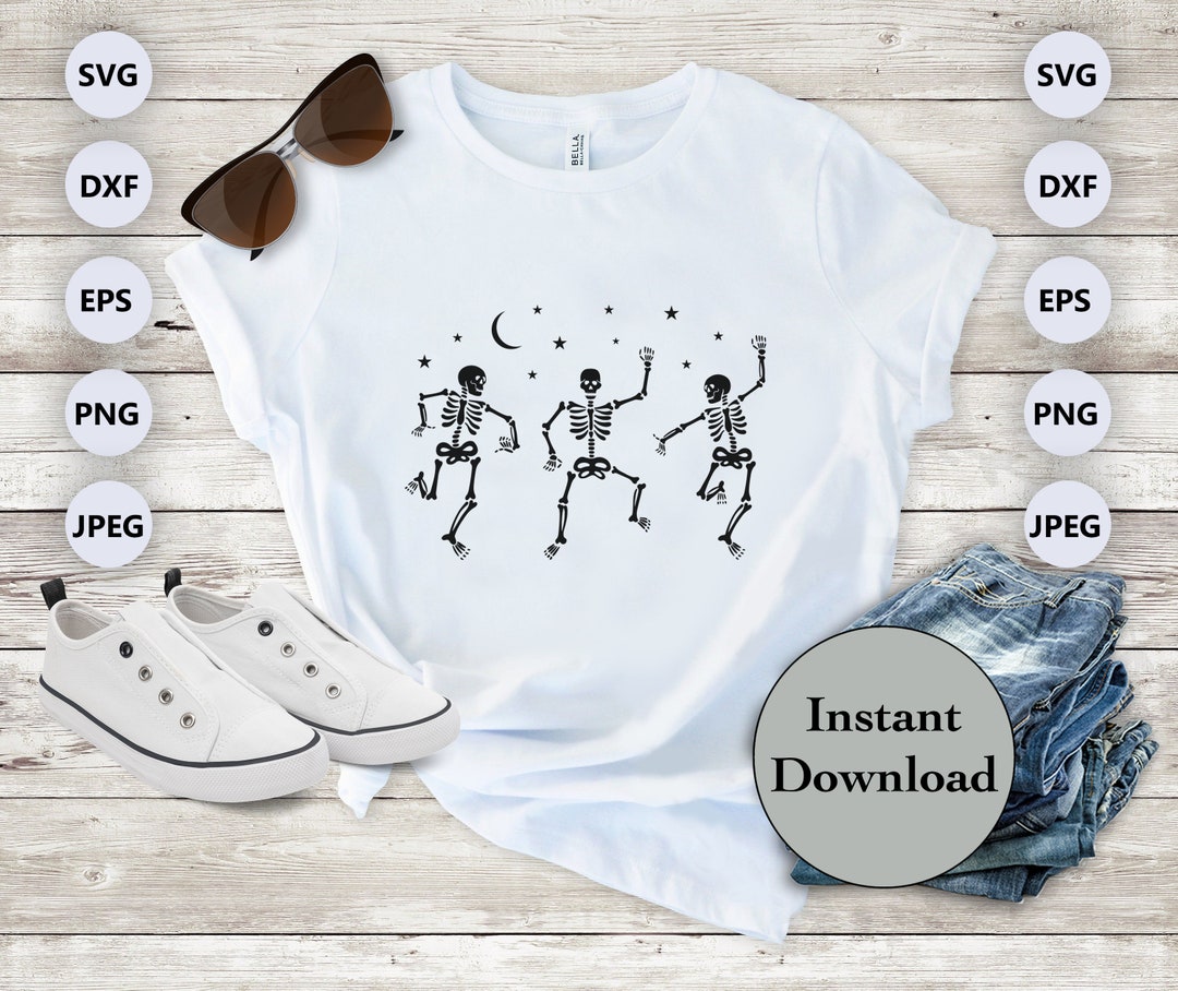 Dancing Skeleton SVG PNG DXF Eps Jpg File, Halloween Dancing Skeleton ...