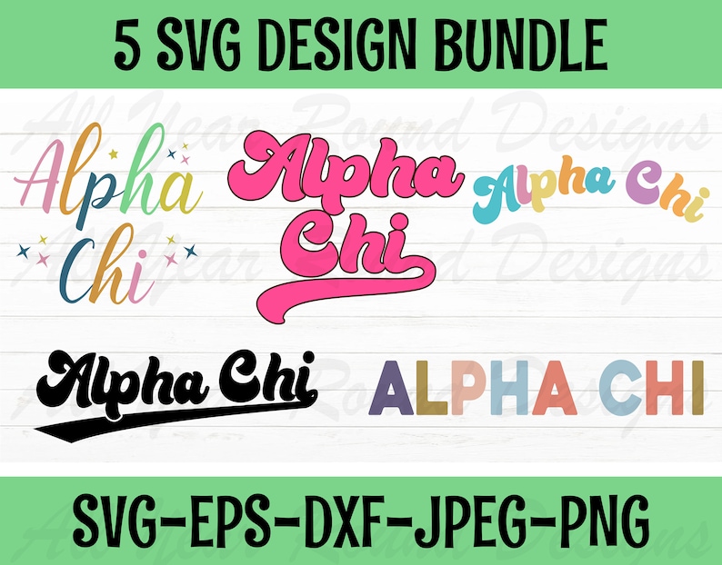 Alpha Chi SVG PNG DXF Eps Jpg File Bundle, Alpha Chi Sorority Greek Cut ...