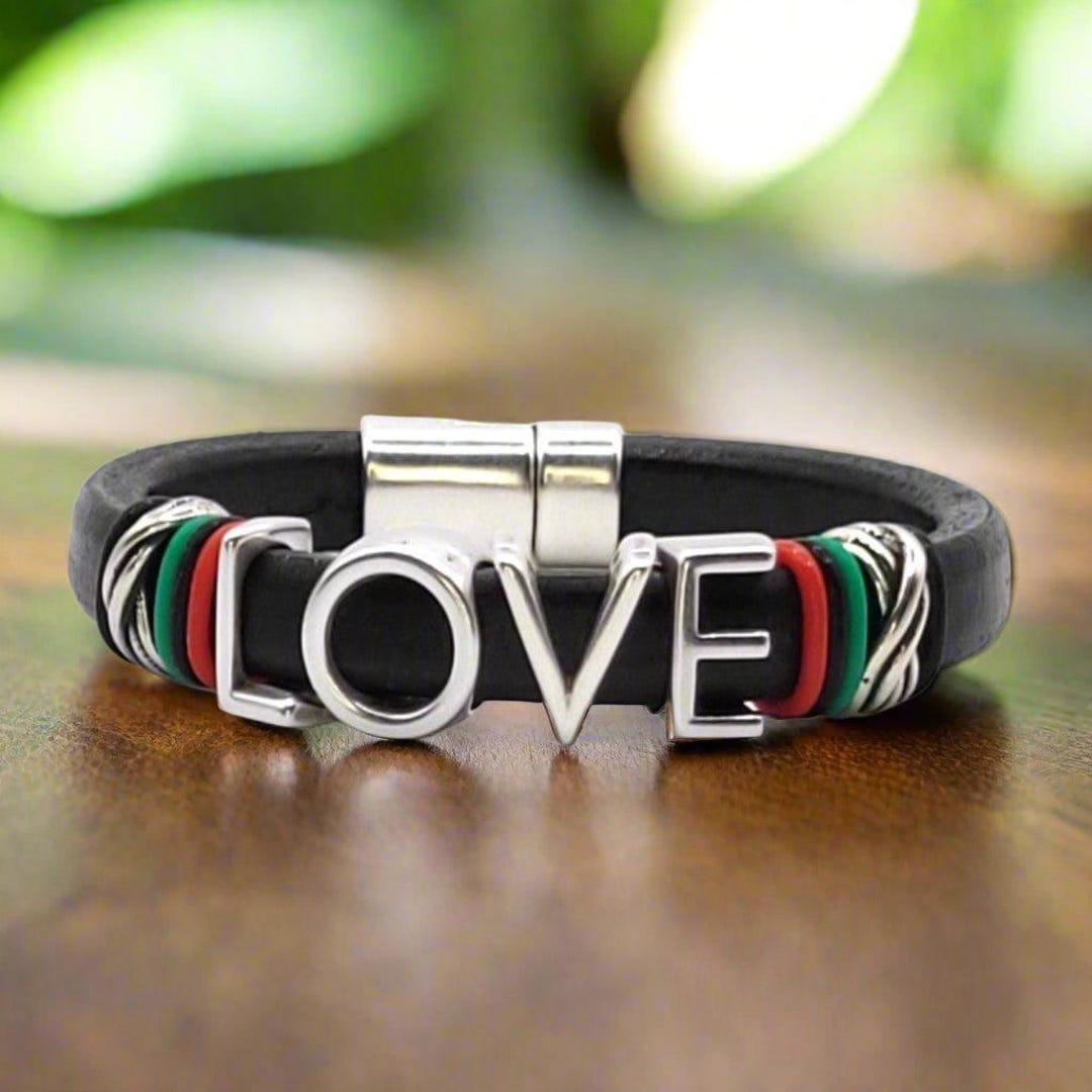 Red, Black, and Green Create Your Own 4 Character Bracelet - Sankofa ...