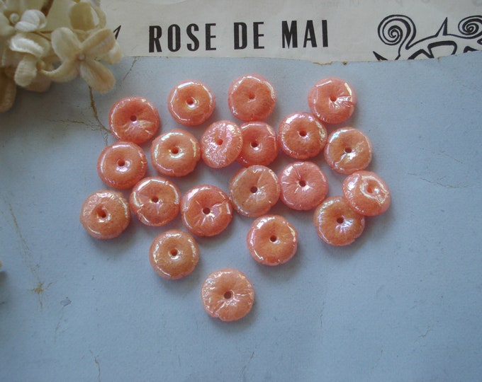 Lot 20 Antique French 1/2" Pink Round Puffy Celluloid Cellulose Gelatin ...