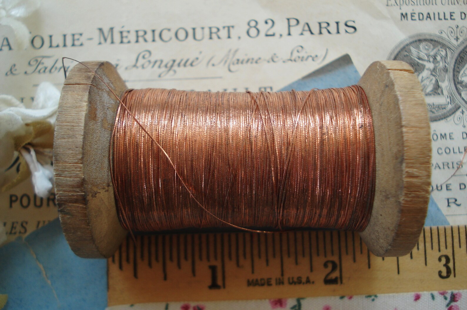 Spool Antique French Flat Copper Penny Metal Metallic | Etsy