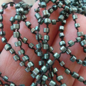 1y Antique Czech Deep Ocean Greenish Blue Glass Seed Bead "schlung ...