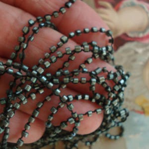 1y Antique Czech Deep Ocean Greenish Blue Glass Seed Bead "schlung ...