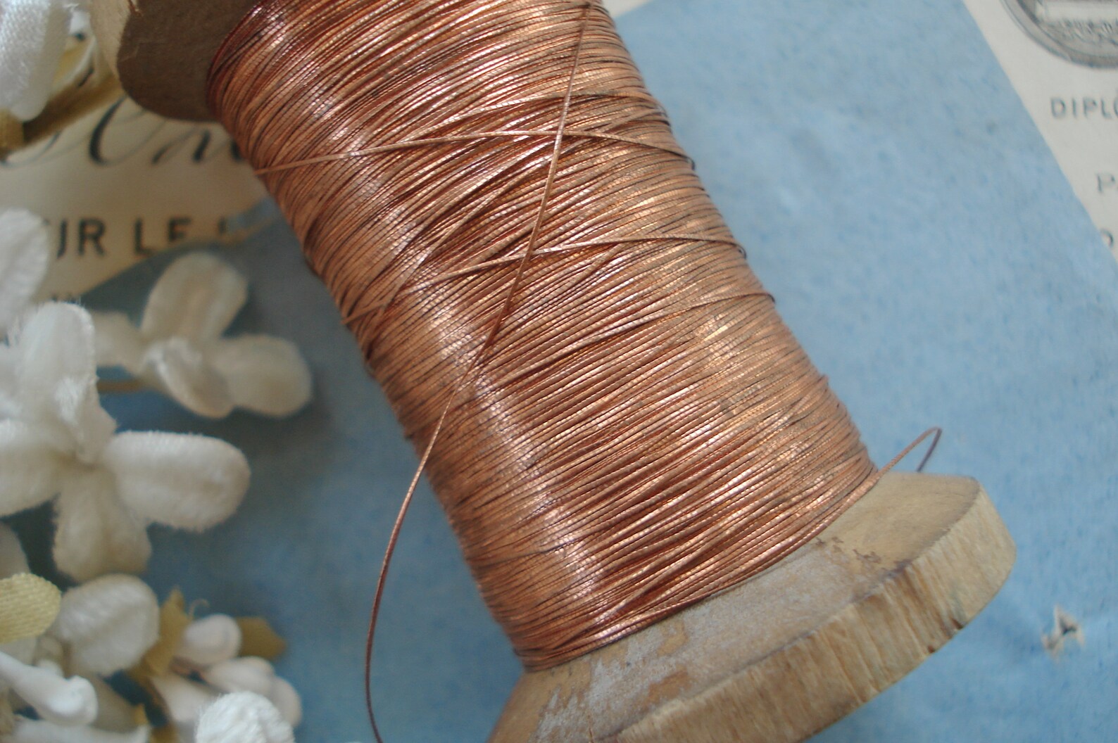 Spool Antique French Flat Copper Penny Metal Metallic | Etsy