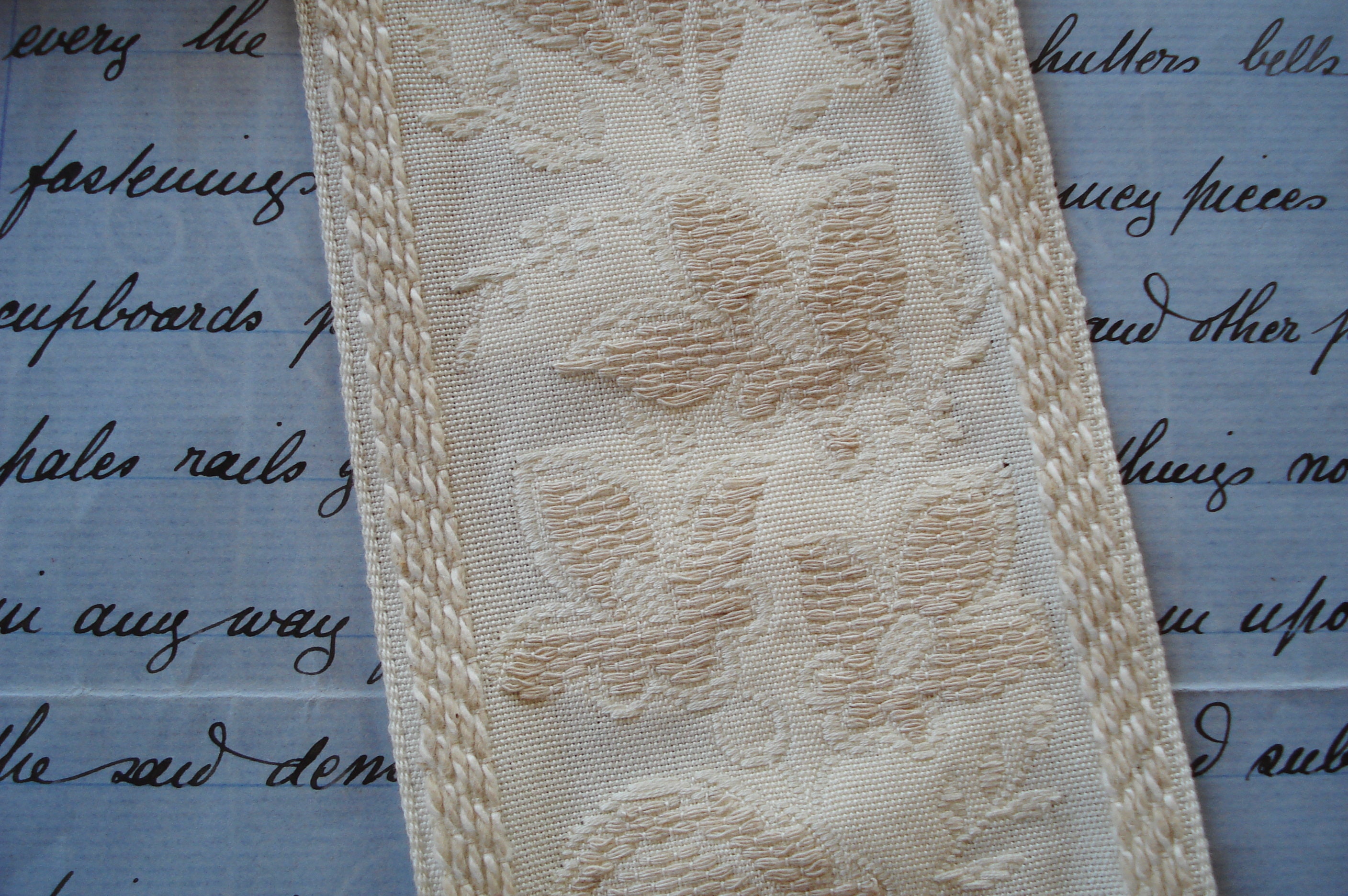 1y Antique French 3 1/4 Ivory Beige Floral Embroidered - Etsy