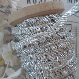 1y Antique French 1/4" Silver Flat Metal Couching Thread Metallic ...