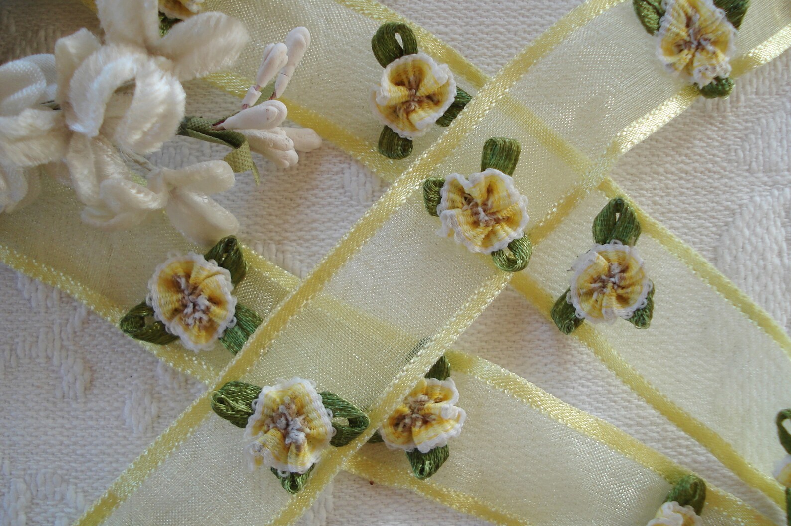 1y Vintage Ombre Yellow Rosette Flower Rococo Organza Satin | Etsy