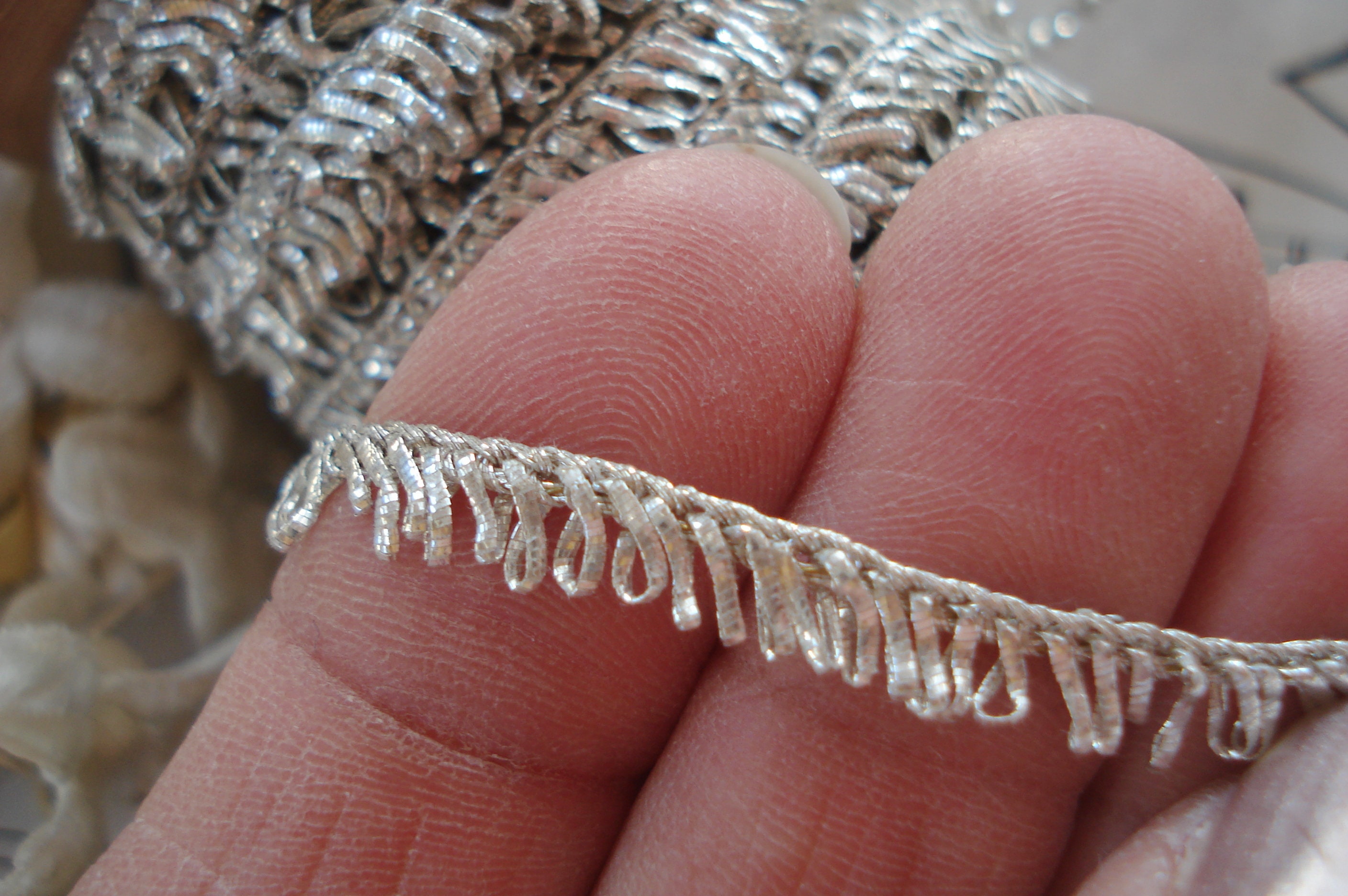 1y Antique French 1/4 Silver Flat Metal Couching Thread | Etsy