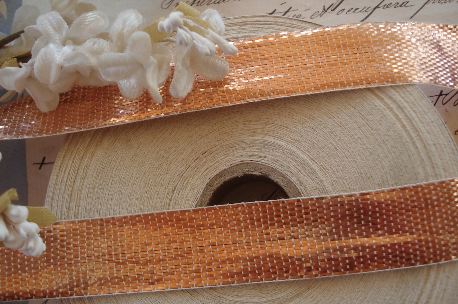 1y Vintage French 3/4 Copper Metallic Rayon Tinsel | Etsy