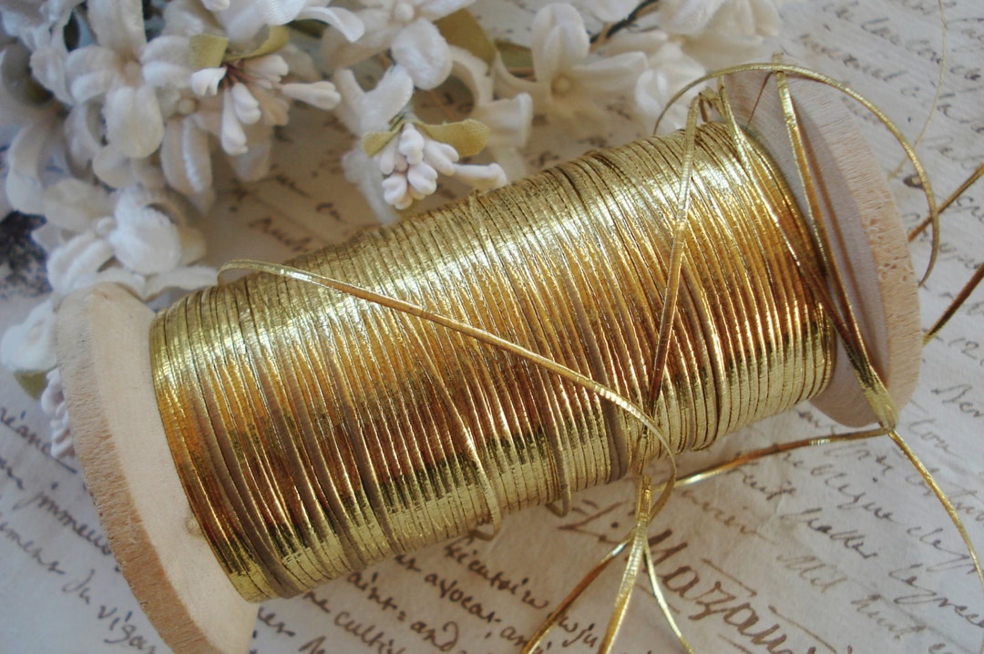 3y Antique French 1/16" Flat Sparkly Gold Real Metal Metallic ...