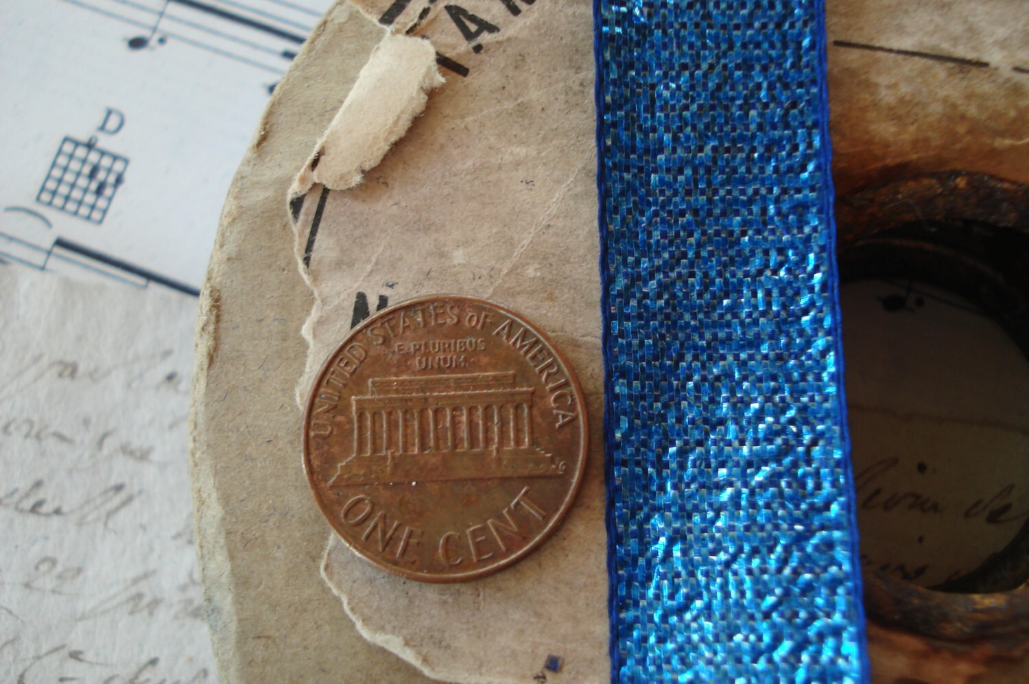 1y Vintage Metallic Blue Lurex Tinsel Metallic Rayon Woven Florists ...