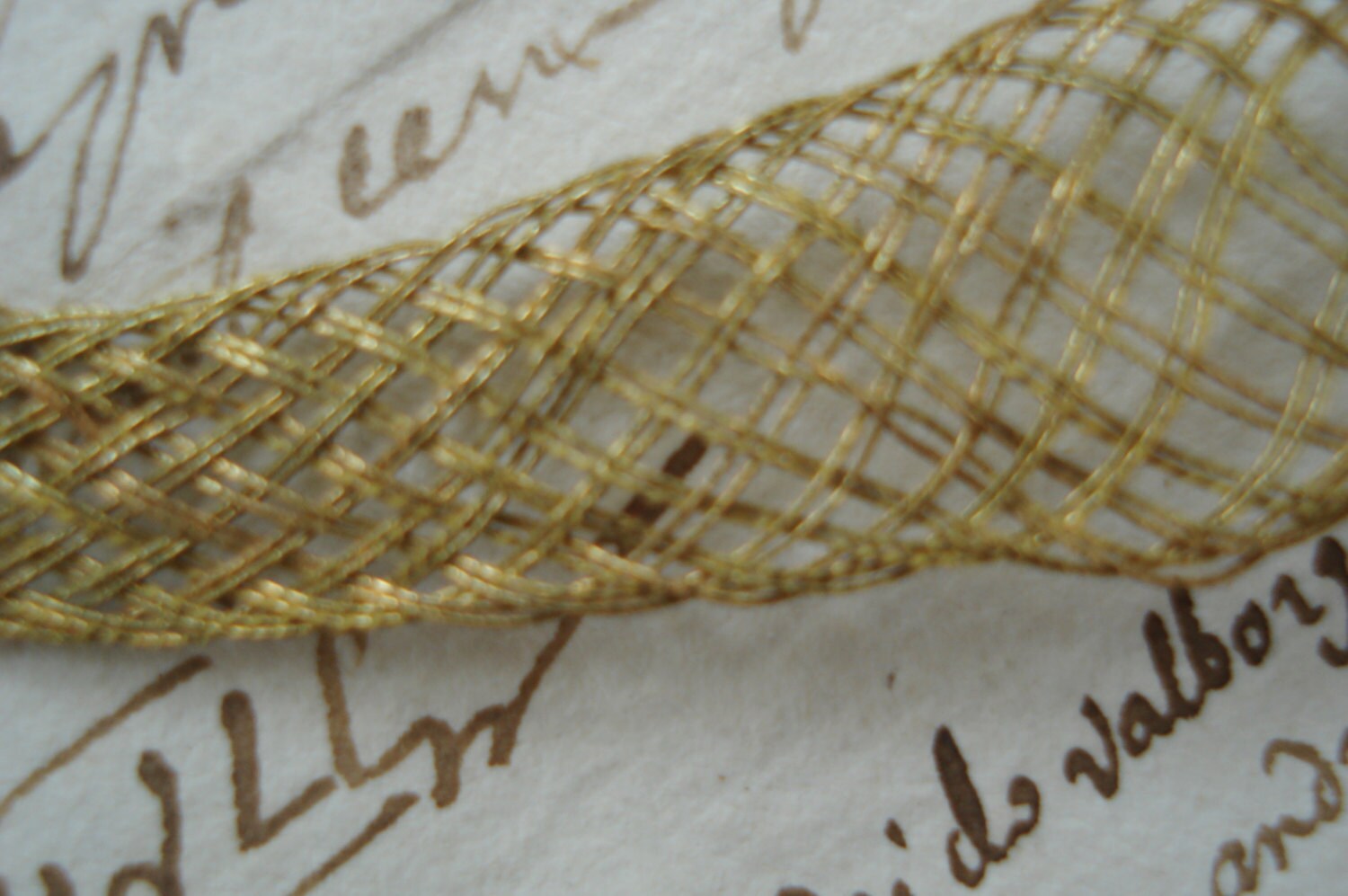 1y Antique C1920's French Metal Thread Spreadable Ruching Metallic ...