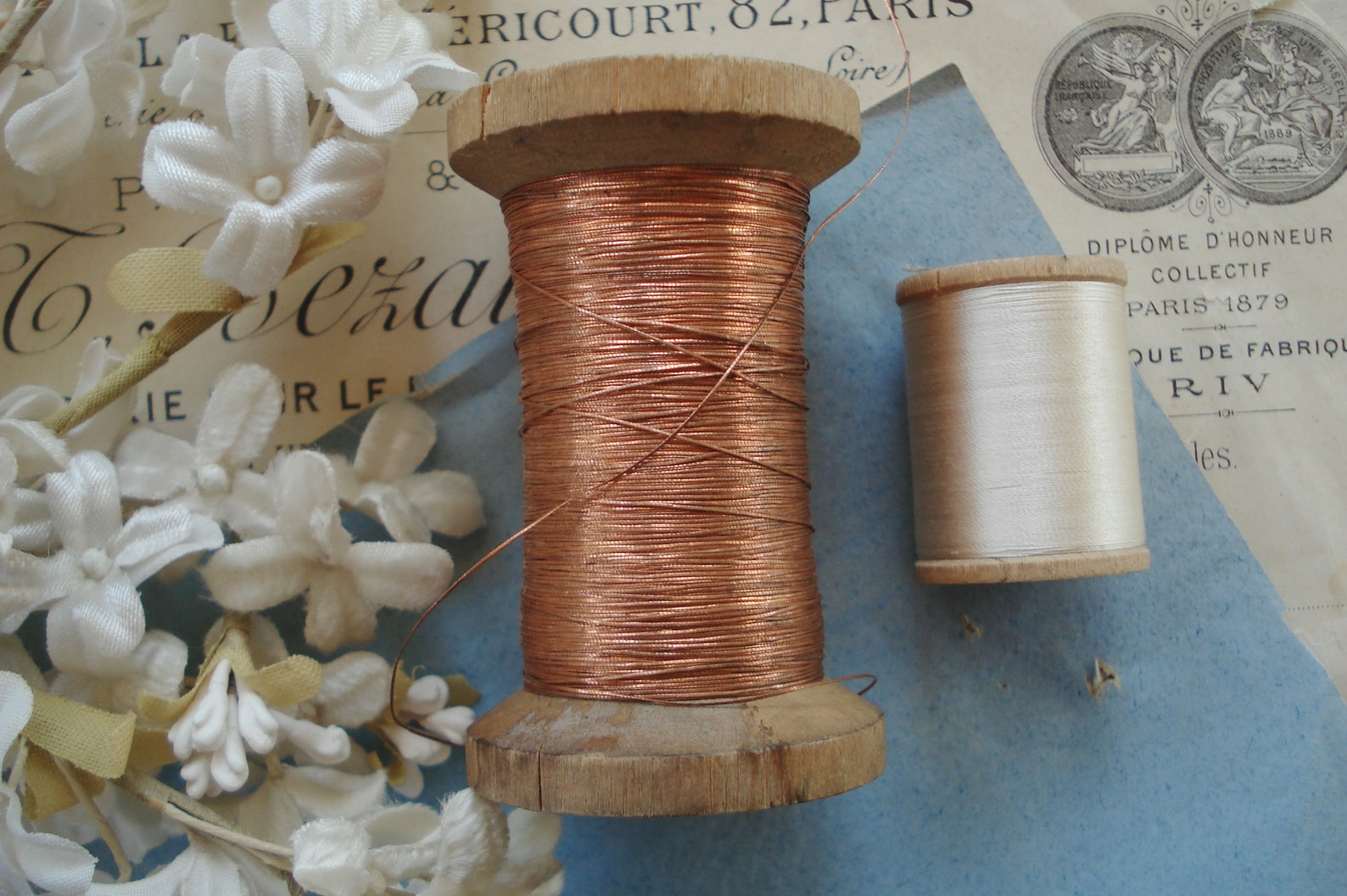 Spool Antique French Flat Copper Penny Metal Metallic | Etsy