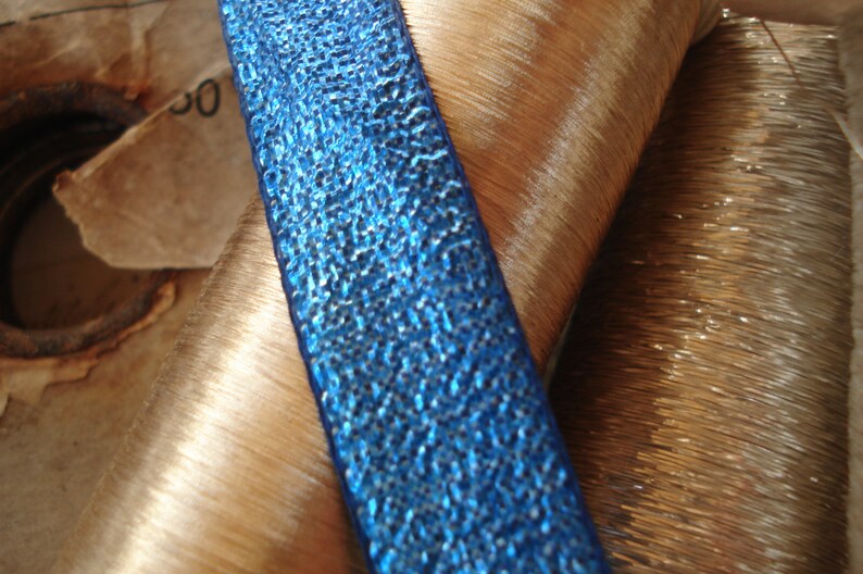 1y Vintage Metallic Blue Lurex Tinsel Metallic Rayon Woven Florists ...