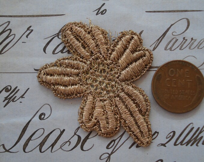 Antique French Sparkly Gold Metal Thread Floral Flower - Etsy