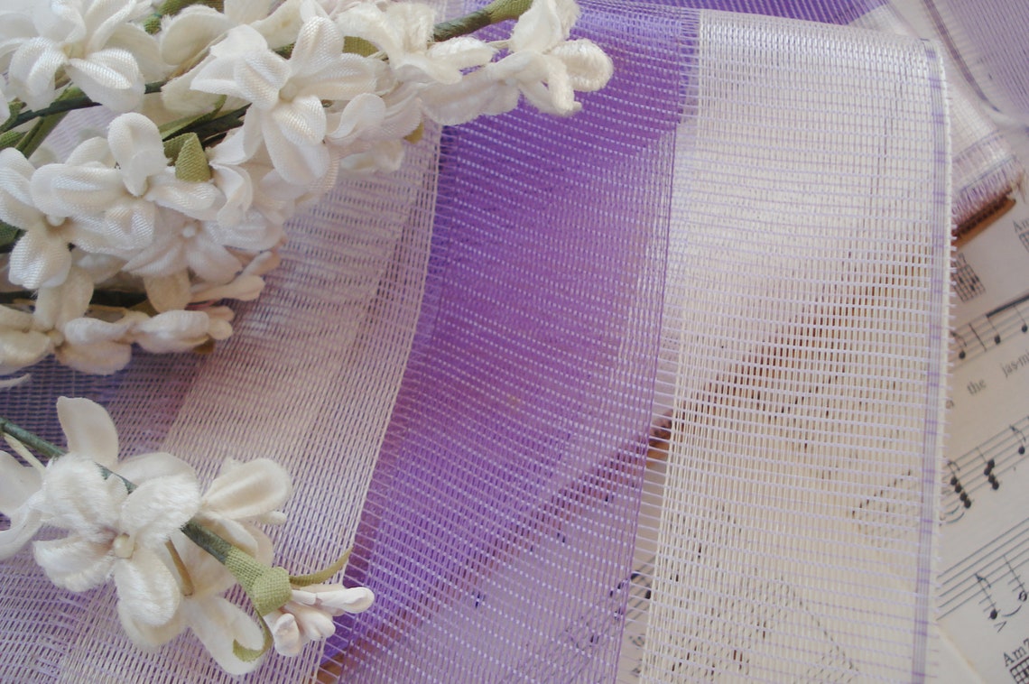 1y Vintage French 4" Light Lilac & Purple Horsehair Lace Net Crinoline ...