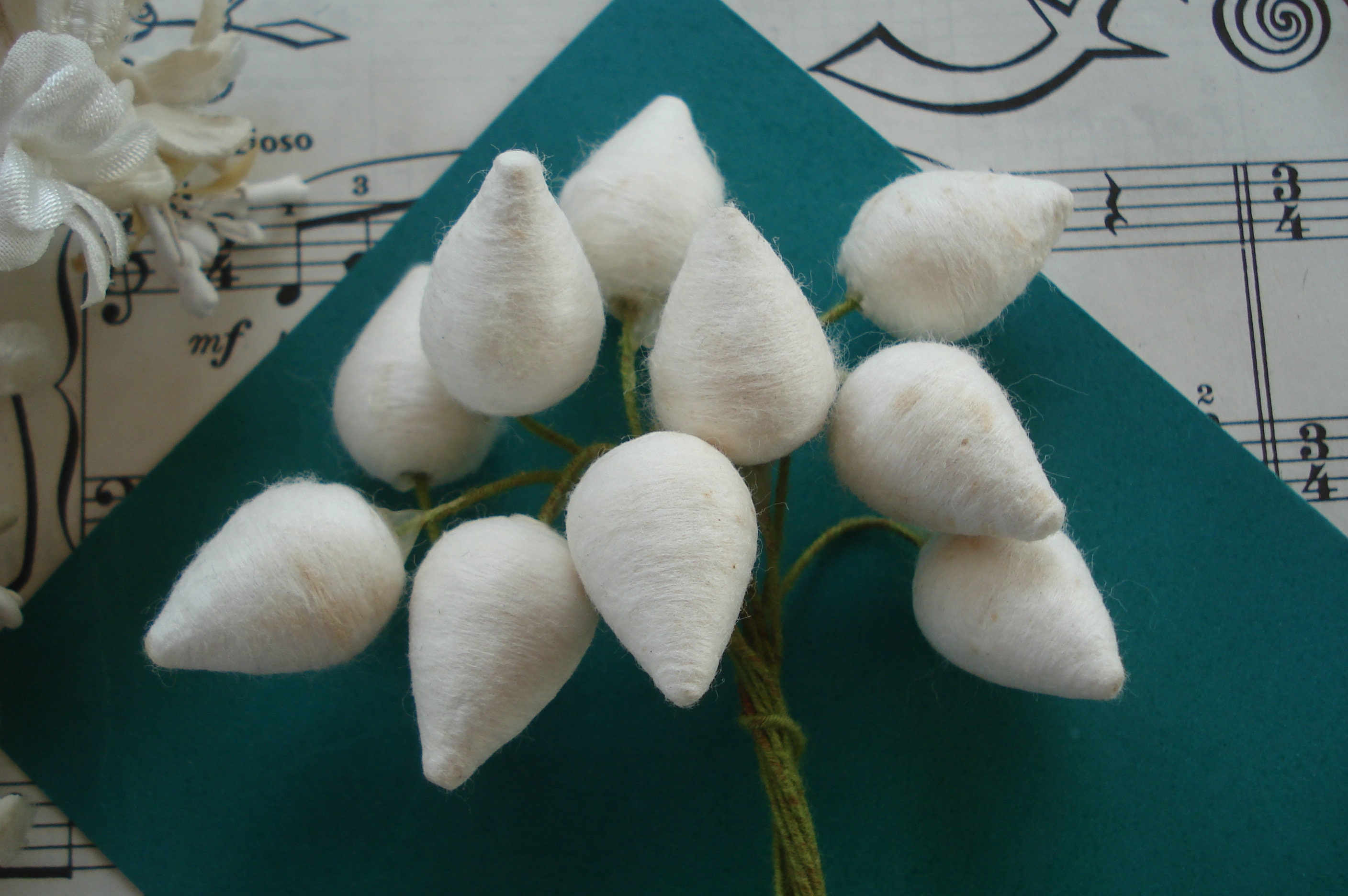 Bundle Vintage White Spun Cotton Rose Bud Pods Millinery | Etsy