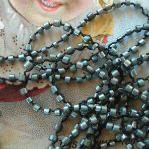 1y Antique Czech Deep Ocean Greenish Blue Glass Seed Bead "schlung ...