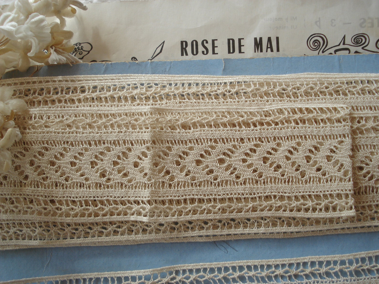 1y Vintage French 2 Ivory Torchon Beading Geometric - Etsy