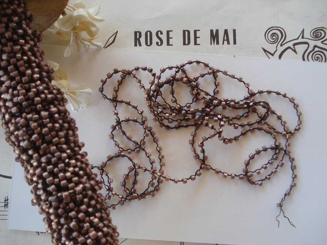 1y Antique Czech Mauve Plum Glass Seed Bead "schlung" Couching Vestment ...