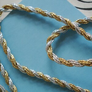 1y Vintage French 1/8 Silver & Gold Rope Twist Metallic Round Cord ...