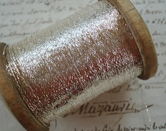3y Rare Antique Vintage French Pink & Silver Twist Metal Thread ...