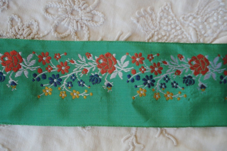 1y Vintage French 2 Green Muted Red Blue Roses Flower - Etsy