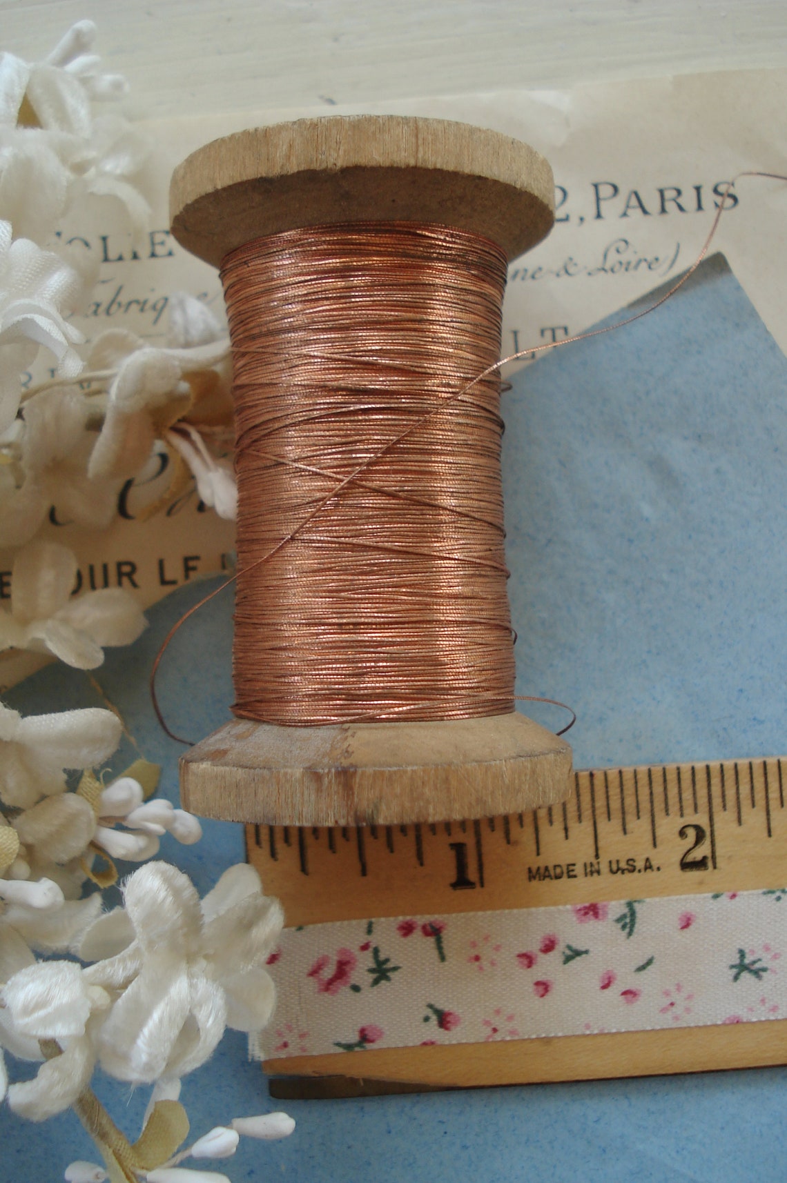 Spool Antique French Flat Copper Penny Metal Metallic | Etsy