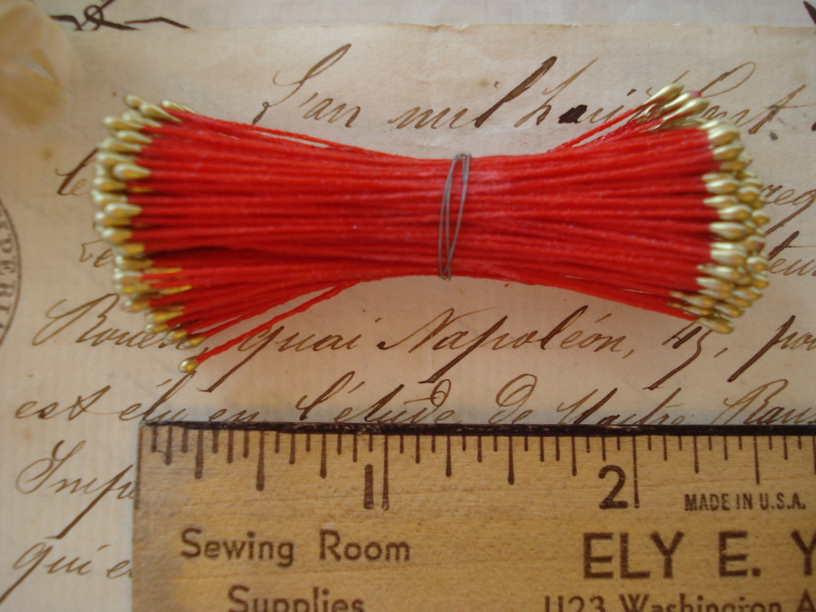 Antique French Metallic Matte Gold Red Old Fashion Double - Etsy