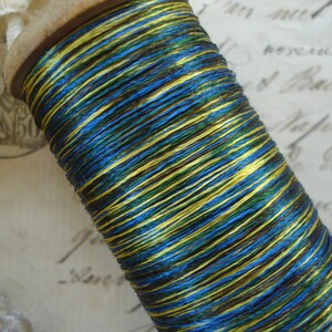 1 Large Antique French Wood Spool Ombre Blue Yellow Brown Green Silk ...