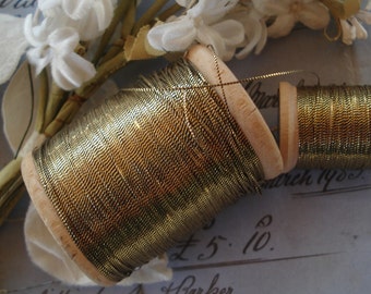 3y Antique French 1/16" Flat Sparkly Gold Real Metal Metallic ...