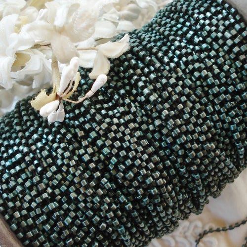 1y Antique Czech Deep Ocean Greenish Blue Glass Seed Bead - Etsy