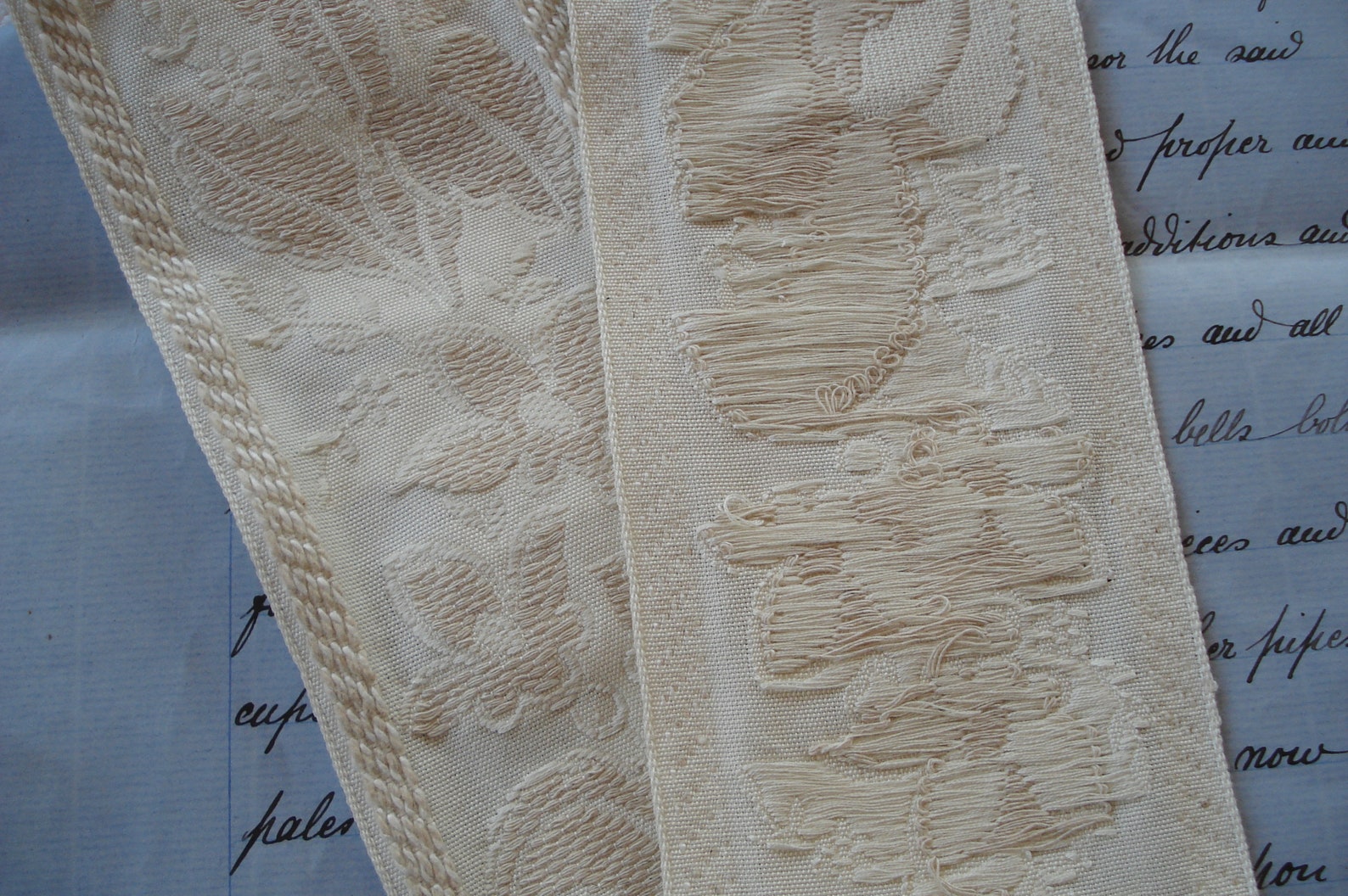 1y Antique French 3 1/4 Ivory Beige Floral Embroidered | Etsy