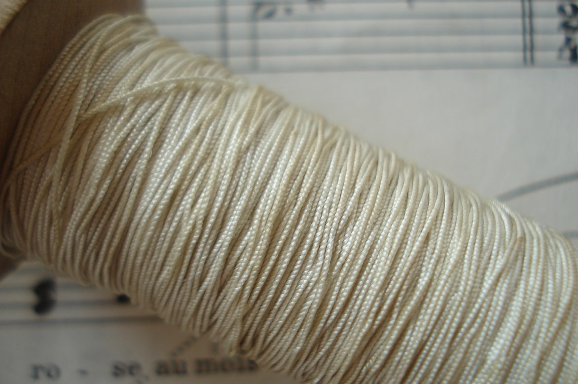Vintage Wood Spool Soft Ivory Rayon Twist Thread Hand Sewing Embroidery ...