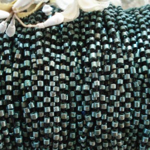 1y Antique Czech Deep Ocean Greenish Blue Glass Seed Bead "schlung ...