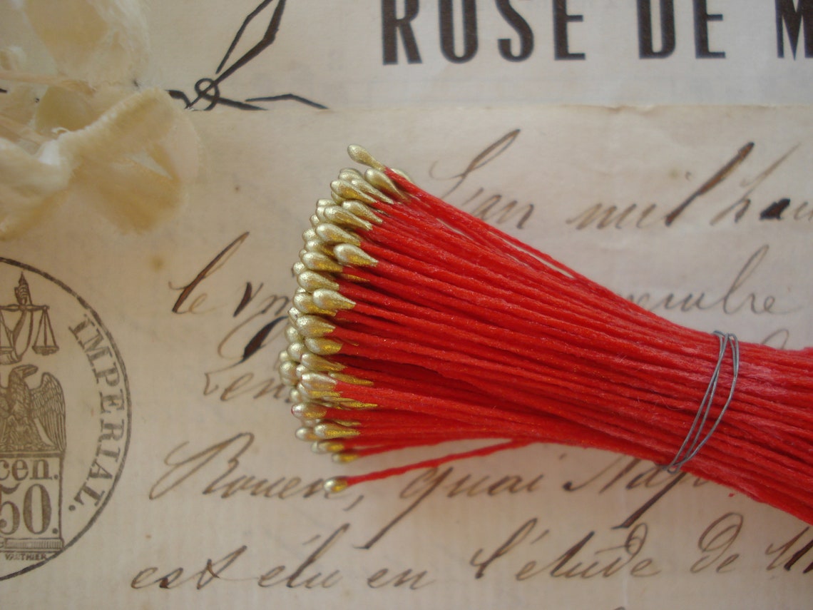 Antique French Metallic Matte Gold Red Old Fashion Double - Etsy