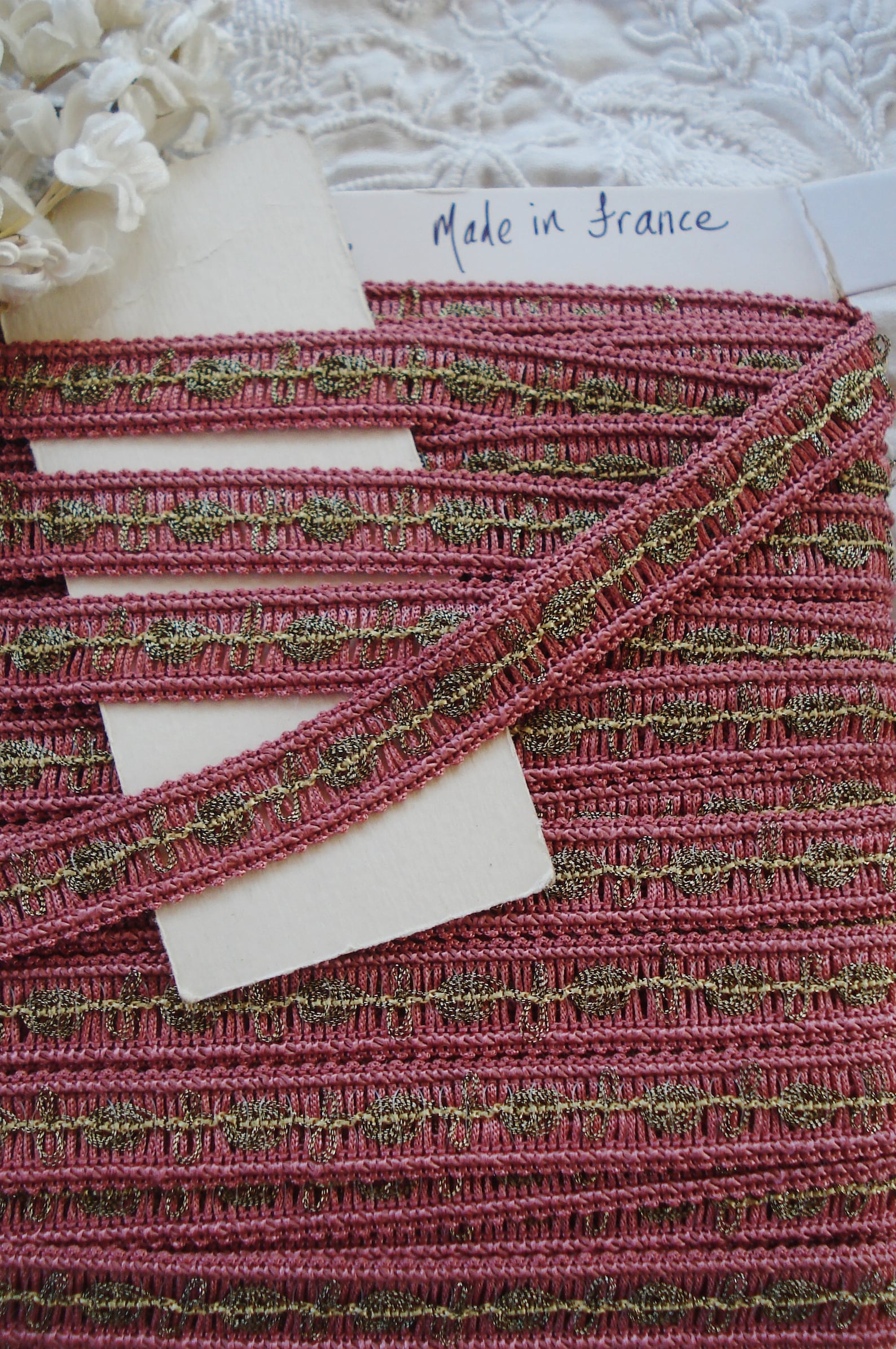 1y Vintage French 5/8 Rose Pink Gold Metallic Thread - Etsy