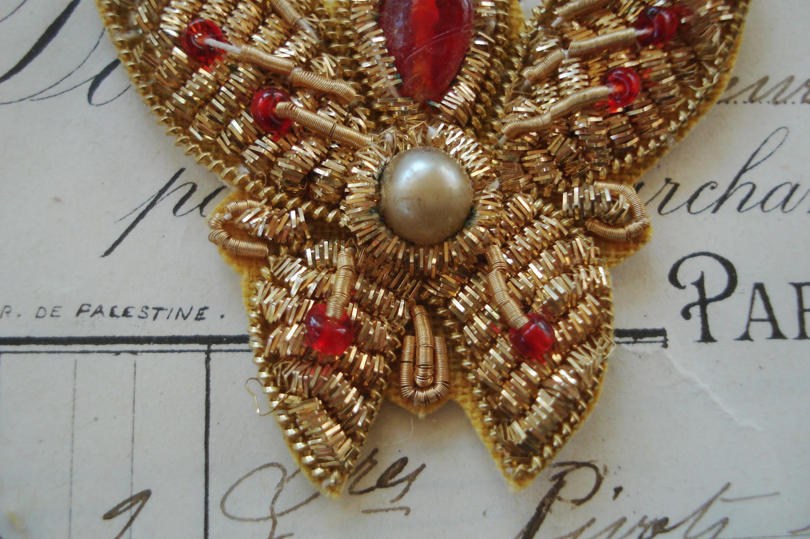 1 Piece Vintage Hand Made Gold Bullion Glass Beads Faux Pearl | Etsy