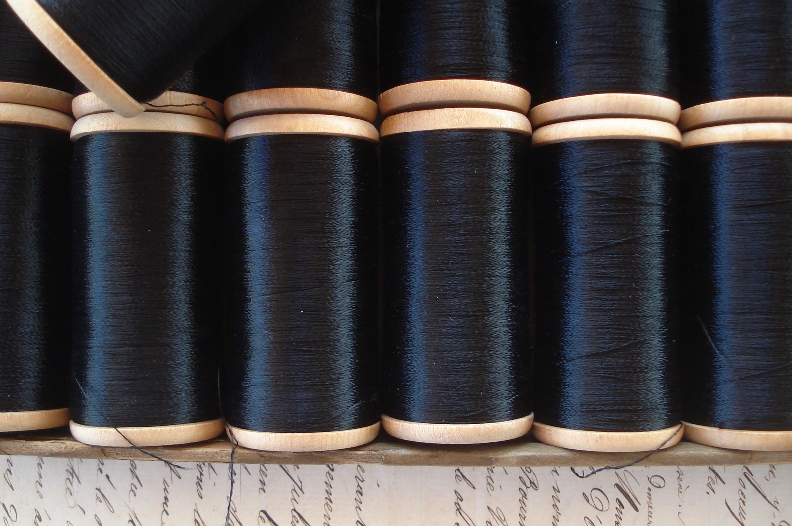 Large Antique French Spool Jet Black Silk Twist Vintage Hand - Etsy