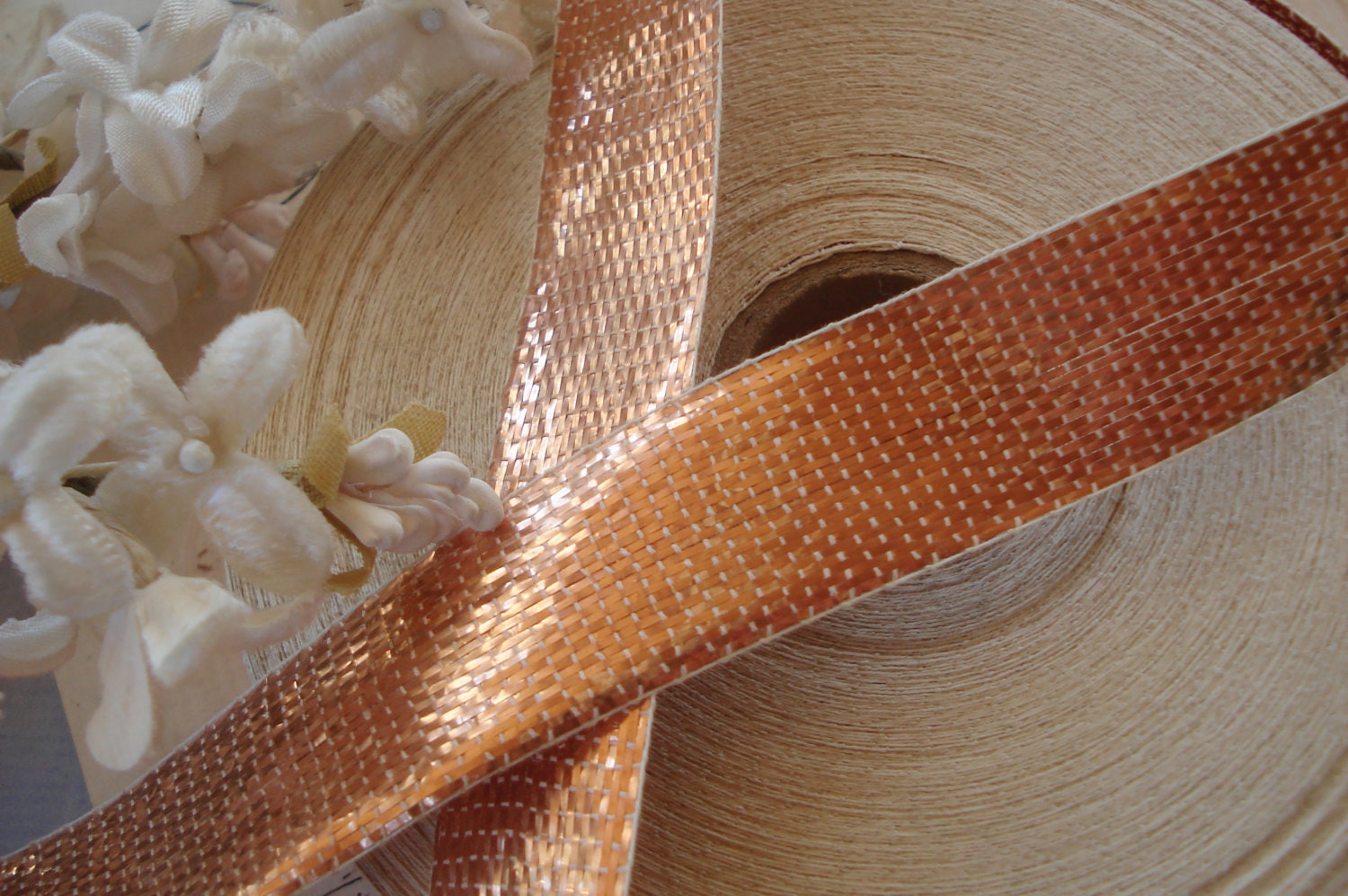 1y Vintage French 3/4 Copper Metallic Rayon Tinsel | Etsy