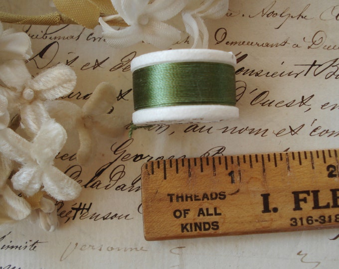 Vintage Talon Olive Green #776 Pure Silk Spool Buttonhole Twist Hand ...