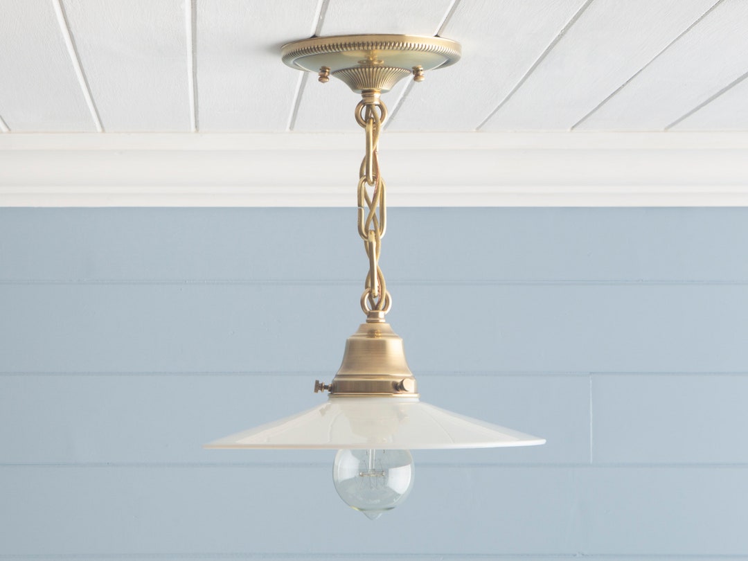 Antique Industrial Pendant Ceiling Light Fixture Brass Chain Cloth ...