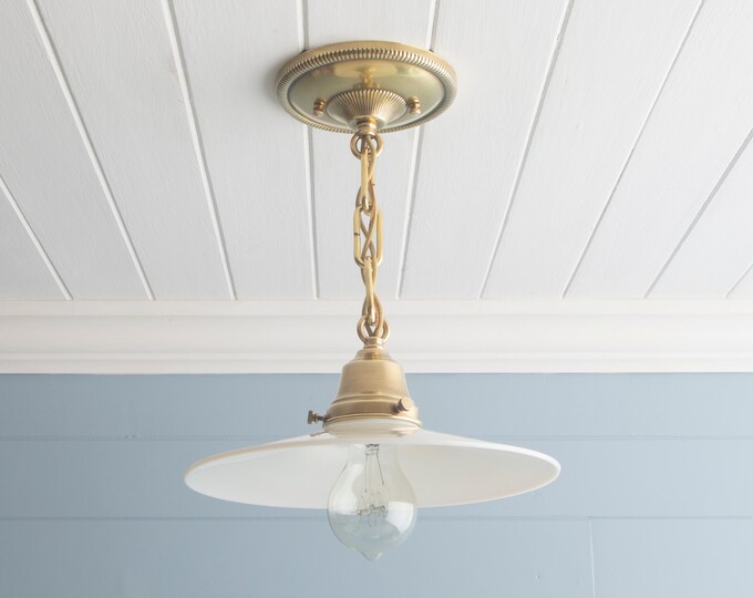 Antique Industrial Pendant Ceiling Light Fixture Brass Chain Cloth ...