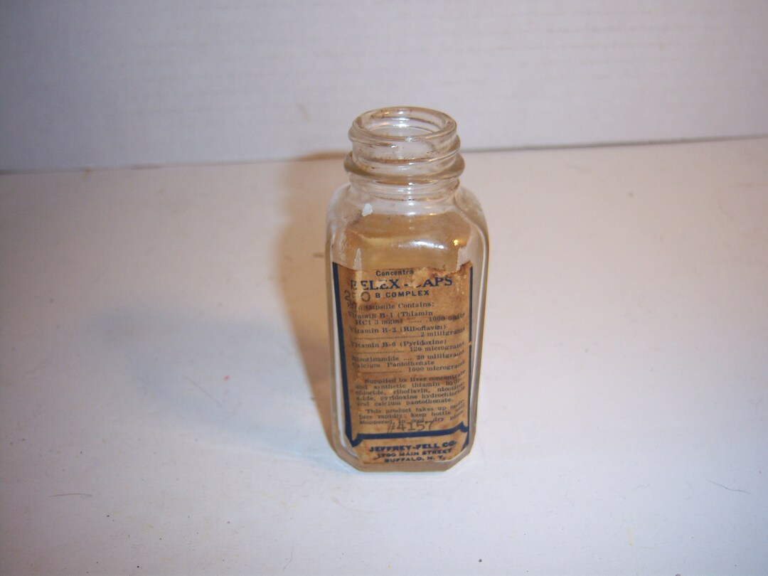 1940's Jeffrey-fell Co Buffalo NY Belex Caps Clear 3 7/8 " Medicine ...