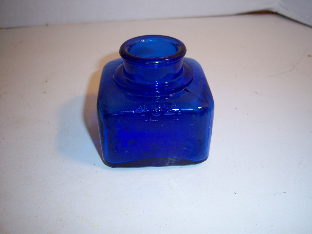 1910's Cobalt Blue Square Ink Bottle 4 OZ 2 1/2 Inches - Etsy