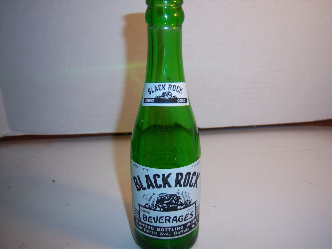 JH 1970's Black Rock Monroe Bottling Works Buffalo, NY 7 Oz Green Black ...
