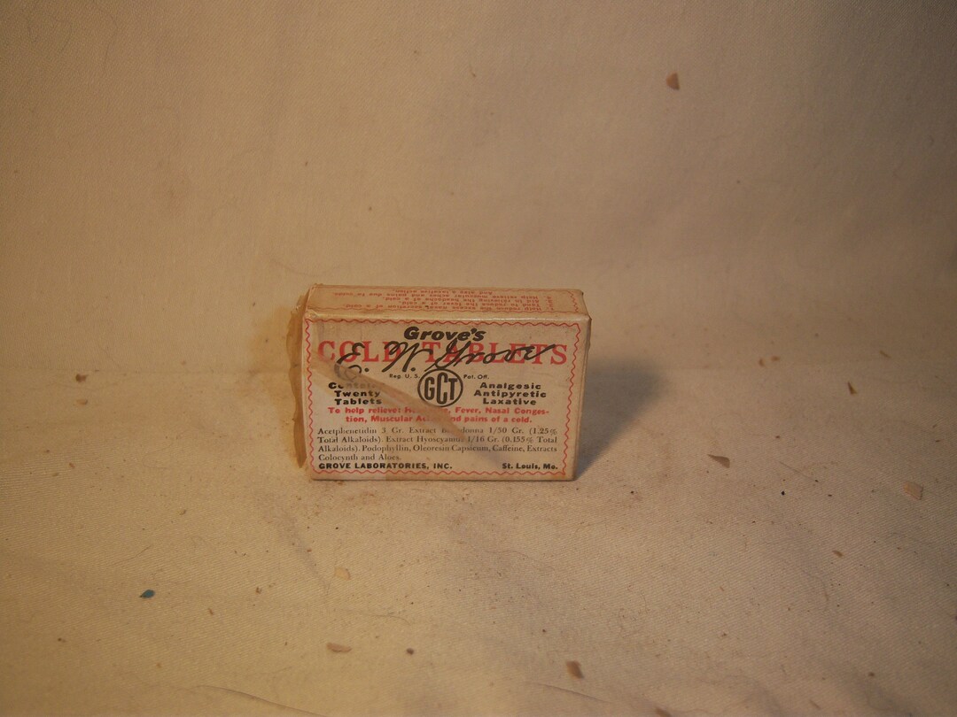 1930's Grove Laboratories St Louis, MO Cold Tablets 2 1/8 Long ...