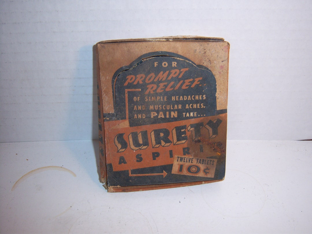 JS 1950's Surety Aspirin Wallace Brands Toledo Ohio Cardboard Display ...