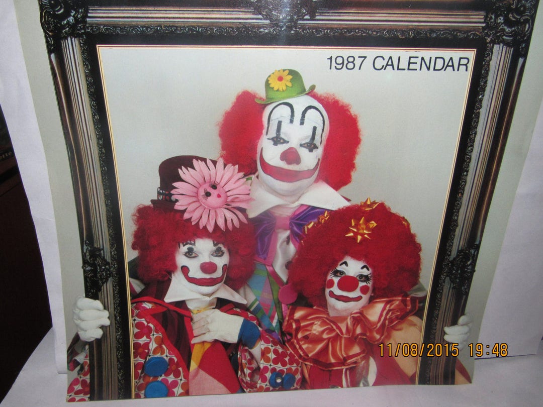 1987 Clowns Picture Calender 12 by 12 Circus Animals Acts - Etsy